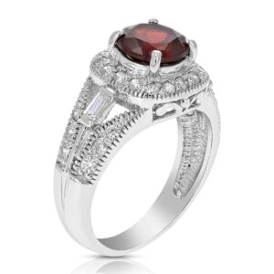 vir jewels 1.05 cttw garnet ring .925 sterling silver with rhodium plating round shape 7 mm size 9