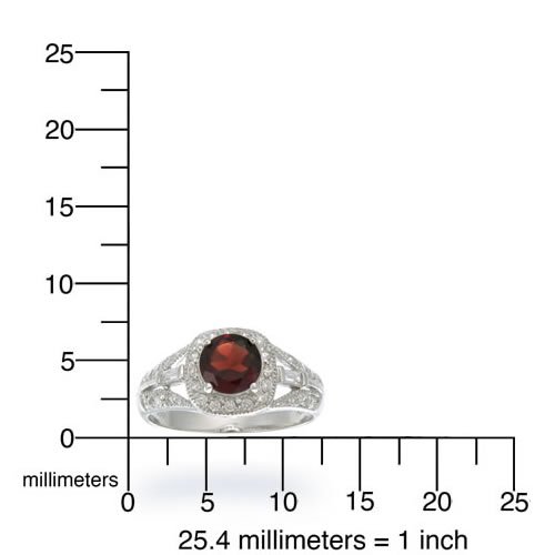 VIR JEWELS 1.05 cttw Garnet Ring .925 Sterling Silver with Rhodium Plating Round Shape 7 MM Size 9