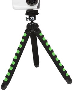 xsories big bendy flexible camera tripod for gopro, digital, and action sports cameras (black/green)