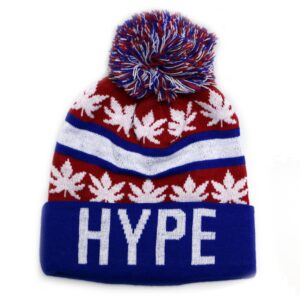 city hunter sk1161 hype leaves pom pom beanie hats - red/royal