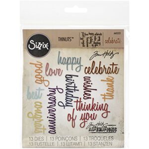 sizzix siz660223 tholtz thinlits die celebration words scrpt tholtz thinlits die , white