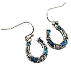 horseshoe earrings | brilliant natural abalone | hypoallergenic silver & green paua shell | turquoise color