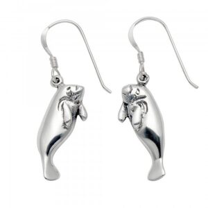 sterling silver manatee wire earrings