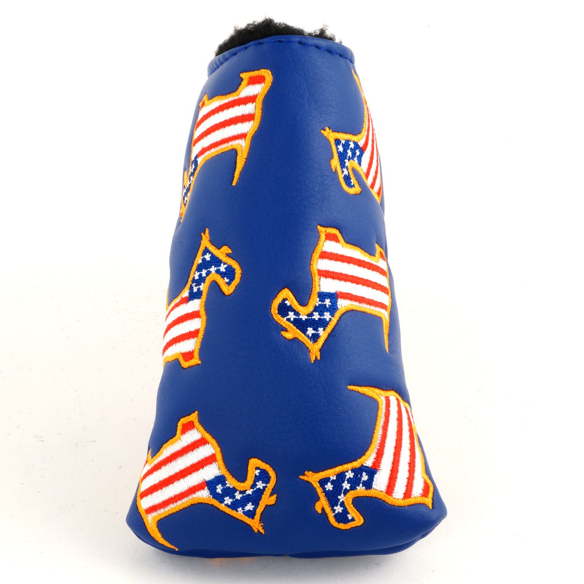 US Flag Dancing Scottie Dog Golf Headcover for Blade Putter, Blue