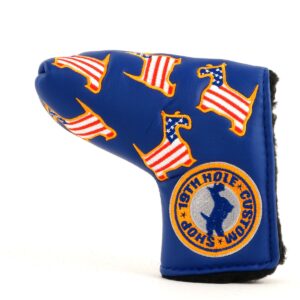 US Flag Dancing Scottie Dog Golf Headcover for Blade Putter, Blue