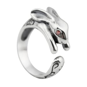 elbluvf 925 sterling silver rabbit animal ring gift for friend everyday wear (small size)