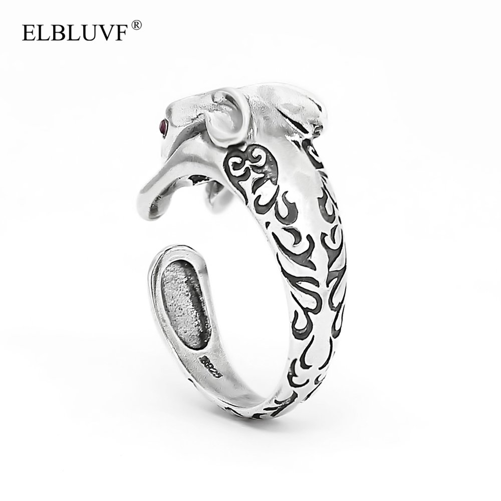 ELBLUVF 925 Sterling Silver Rabbit Animal Ring Gift for Friend Everyday Wear (Small Size)