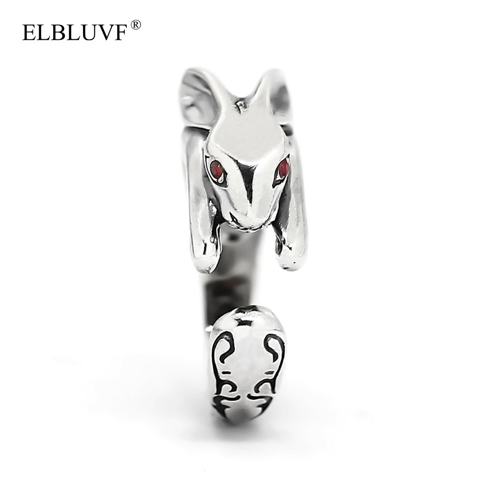 ELBLUVF 925 Sterling Silver Rabbit Animal Ring Gift for Friend Everyday Wear (Small Size)