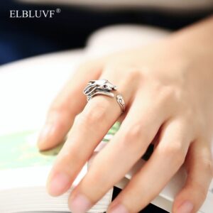 ELBLUVF 925 Sterling Silver Rabbit Animal Ring Gift for Friend Everyday Wear (Small Size)