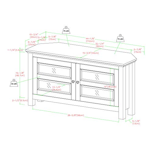 Walker Edison Modern Farmhouse Wood Corner Universal TV Stand for TV's up to 50" Flat Screen Living Room Storage Entertainment Center, 44 Inch, Espresso Brown