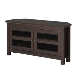 Walker Edison Modern Farmhouse Wood Corner Universal TV Stand for TV's up to 50" Flat Screen Living Room Storage Entertainment Center, 44 Inch, Espresso Brown