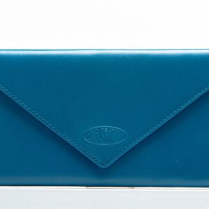 Big Skinny Women's Slimvelope Leather Tri-Fold Checkbook Slim Wallet, Holds Up to 40 Cards, Ocean Blue