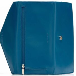 Big Skinny Women's Slimvelope Leather Tri-Fold Checkbook Slim Wallet, Holds Up to 40 Cards, Ocean Blue