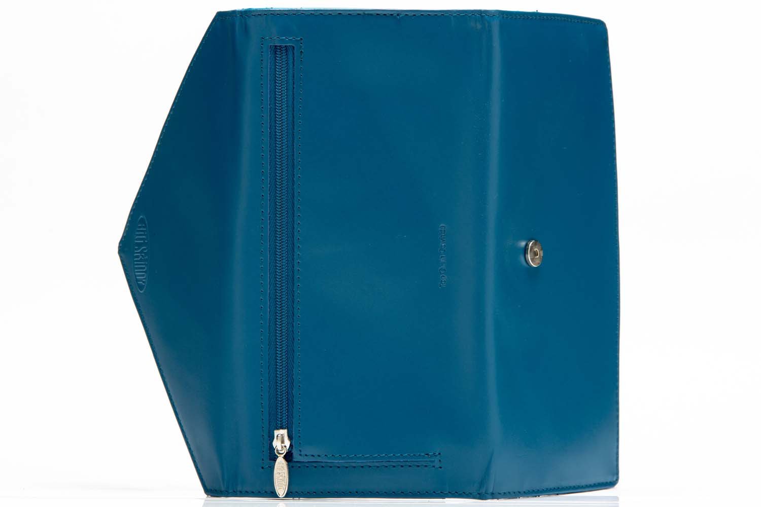 Big Skinny Women's Slimvelope Leather Tri-Fold Checkbook Slim Wallet, Holds Up to 40 Cards, Ocean Blue