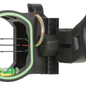 Trophy Ridge Mist 3 Pin Archery Bow Ambidextrous Sight - Ultra-Bright .019 Fiber Optic Pins, Multiple Mounting Holes for Added Adjustability, Green Hood Accent for Quicker Shot Acquisition