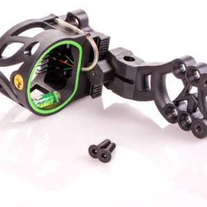 Trophy Ridge Mist 3 Pin Archery Bow Ambidextrous Sight - Ultra-Bright .019 Fiber Optic Pins, Multiple Mounting Holes for Added Adjustability, Green Hood Accent for Quicker Shot Acquisition