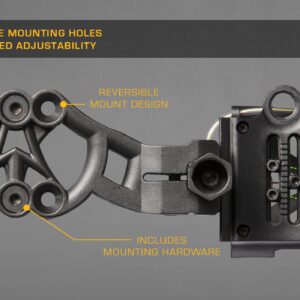 Trophy Ridge Mist 3 Pin Archery Bow Ambidextrous Sight - Ultra-Bright .019 Fiber Optic Pins, Multiple Mounting Holes for Added Adjustability, Green Hood Accent for Quicker Shot Acquisition