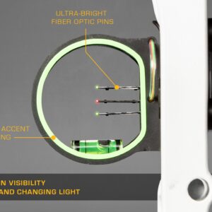 Trophy Ridge Mist 3 Pin Archery Bow Ambidextrous Sight - Ultra-Bright .019 Fiber Optic Pins, Multiple Mounting Holes for Added Adjustability, Green Hood Accent for Quicker Shot Acquisition