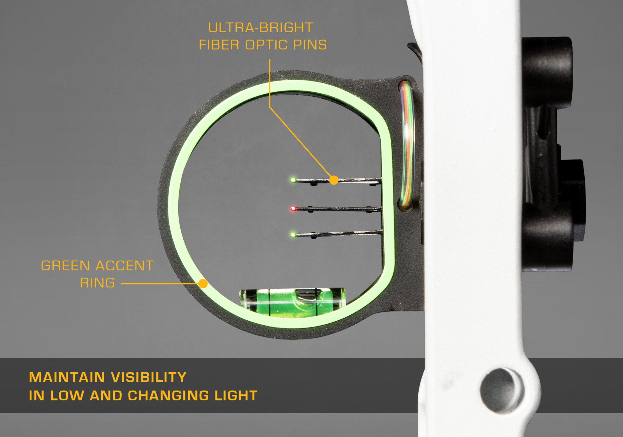 Trophy Ridge Mist 3 Pin Archery Bow Ambidextrous Sight - Ultra-Bright .019 Fiber Optic Pins, Multiple Mounting Holes for Added Adjustability, Green Hood Accent for Quicker Shot Acquisition