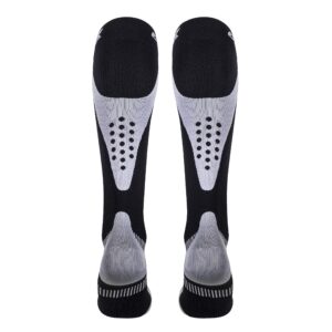 CSX Compression Socks for Men and Women, Knee High, Recovery Support, Athletic Sport Fit, Silver on Black, Large (15-20 mmHg)