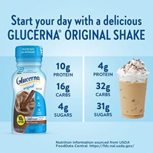 Glucerna Nutritional Shake, Diabetic Drink to Support Blood Sugar Management, 10g Protein, 180 Calories, Rich Chocolate, 8-fl-oz Bottle, 6 Count