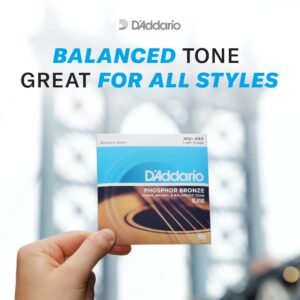 D'Addario Guitar Strings - Phosphor Bronze Acoustic Guitar Strings - EJ16-10P - Rich, Full Tonal Spectrum - For 6 String Guitars - 12-53 Light, 10-Pack