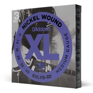 D'Addario Guitar Strings - XL Nickel Electric Guitar Strings - EXL115-3D - Perfect Intonation, Consistent Feel, Reliable Durability - For 6 String Guitars - 11-49 Medium, 3-Pack