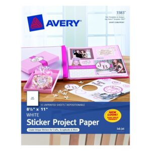 avery 03383 8-1/2" x 11" ink jet sticker project paper 15 count (pack of 2)