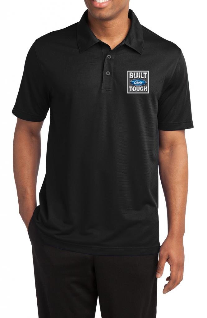 Mens Built Ford Tough Black Textured Polo Shirt 3XL