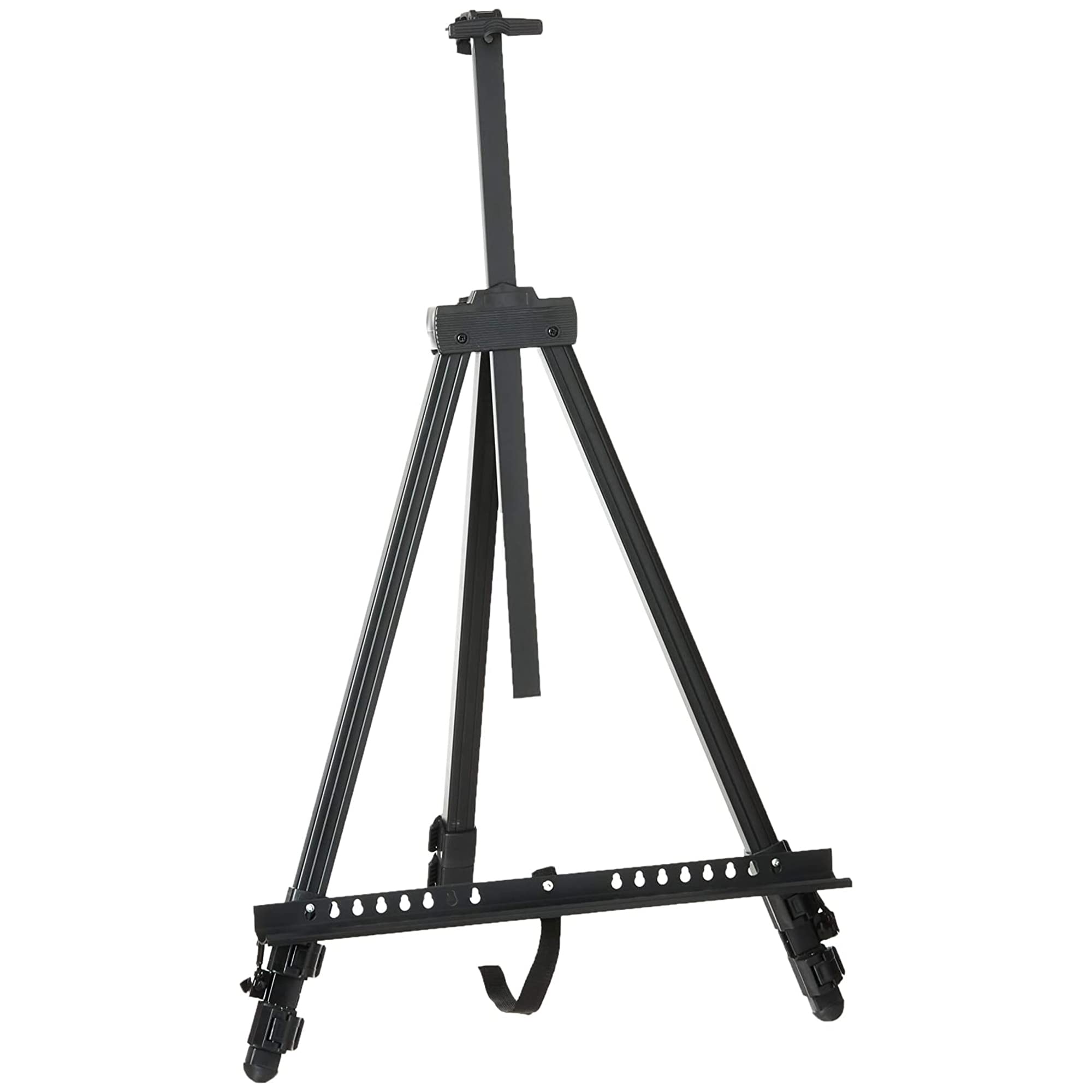 Artist's Loft Lightweight Aluminum Travel Easel with Carrying Bag, Strap & Adjustable Non-Slip Feet, Supports Canvases Up To 54 Inches Tall, Black