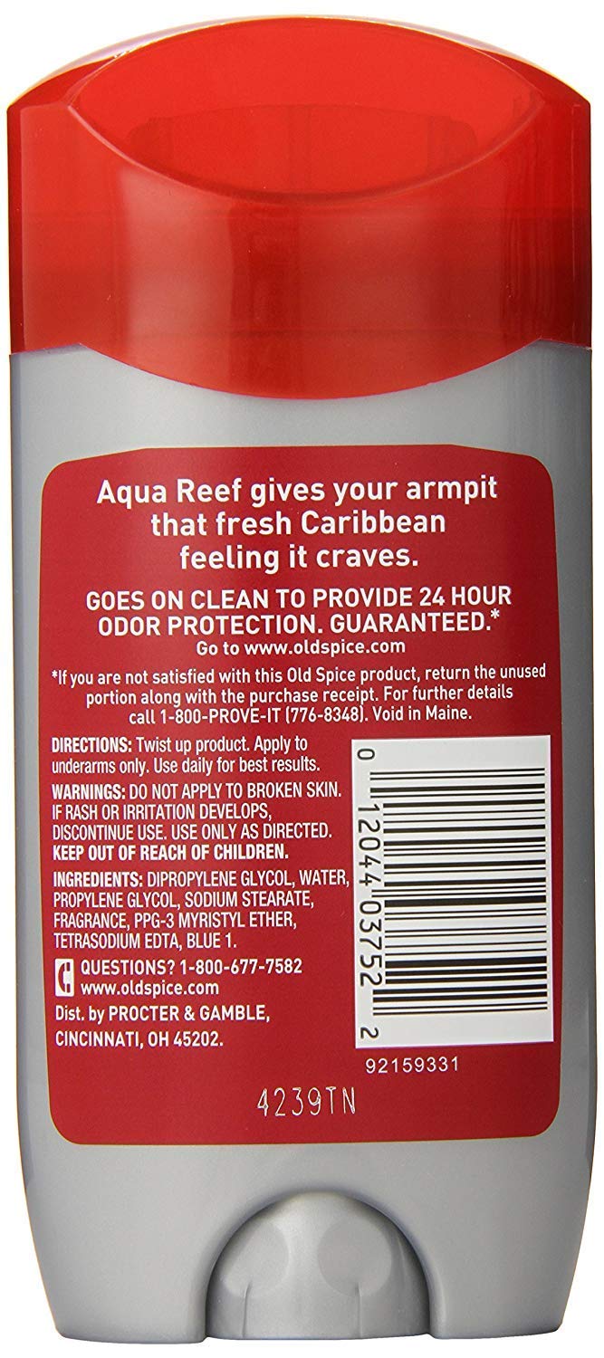 Old Spice Deodorant Aqua Reef Size 3 oz. (Pack of 6)