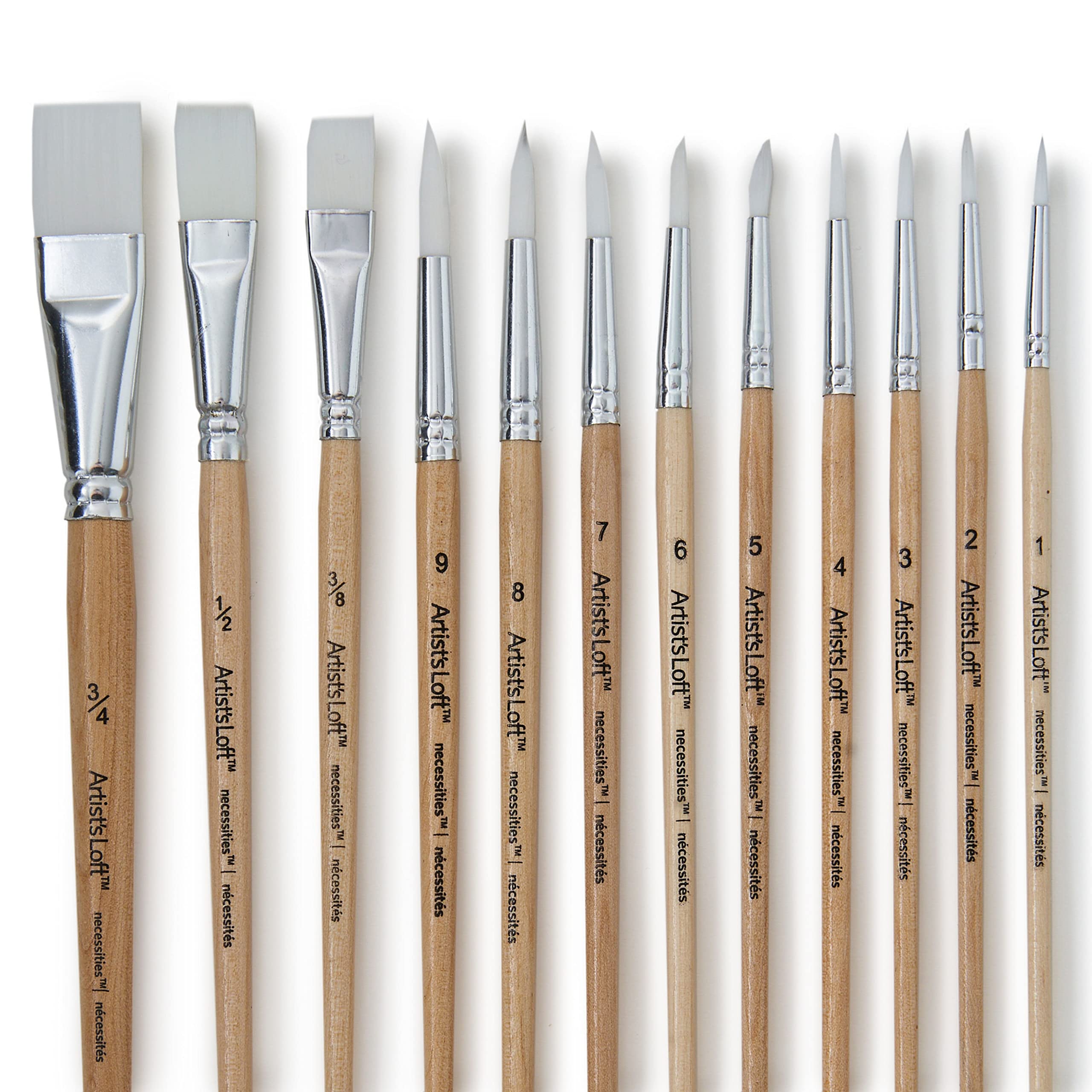 White Synthetic Flat & Round Brushes by Artist's Loft® Necessities™