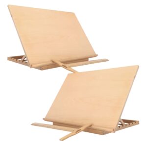 artist's loft collapsible all-media wooden tabletop flat surface easel with t-square and tilting mechanism angle adjustment, (2 pack)