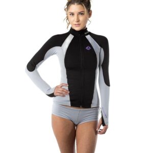 new women's lavacore elite stand up paddleboard (sup) jacket - grey (large) for scuba diving, surfing, kayaking, rafting & paddling