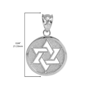 .925 Sterling Silver Jewish Six Pointed Star of David Magen Judaica Hexagram Round Medal Pendant - Pendant Only