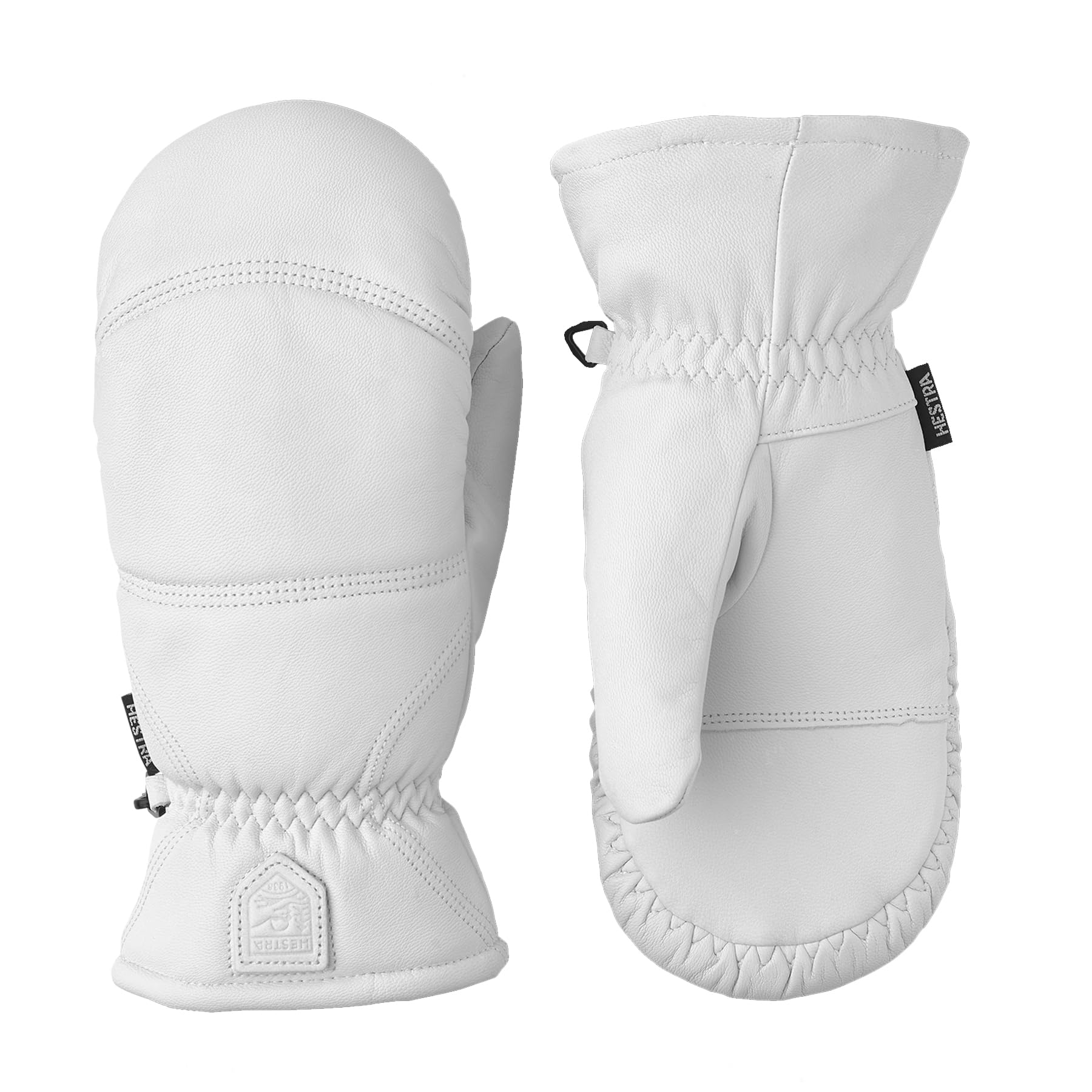 Hestra Winter Ski Gloves: Mens and Womens Leather Box Cold Weather Mittens, Off White, 7