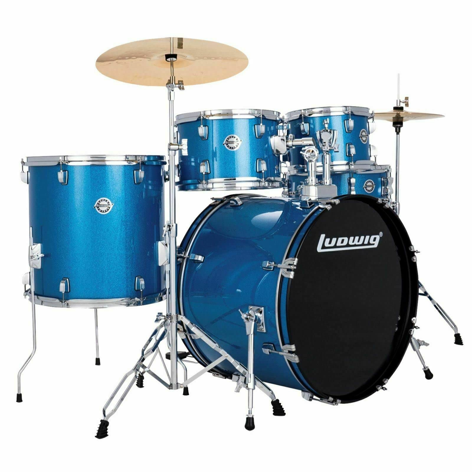 Ludwig Accent Drive Blue 5-Piece Drum Set (Includes Hardware, Throne, Pedal, Cymbals, Sticks and Drum Key)