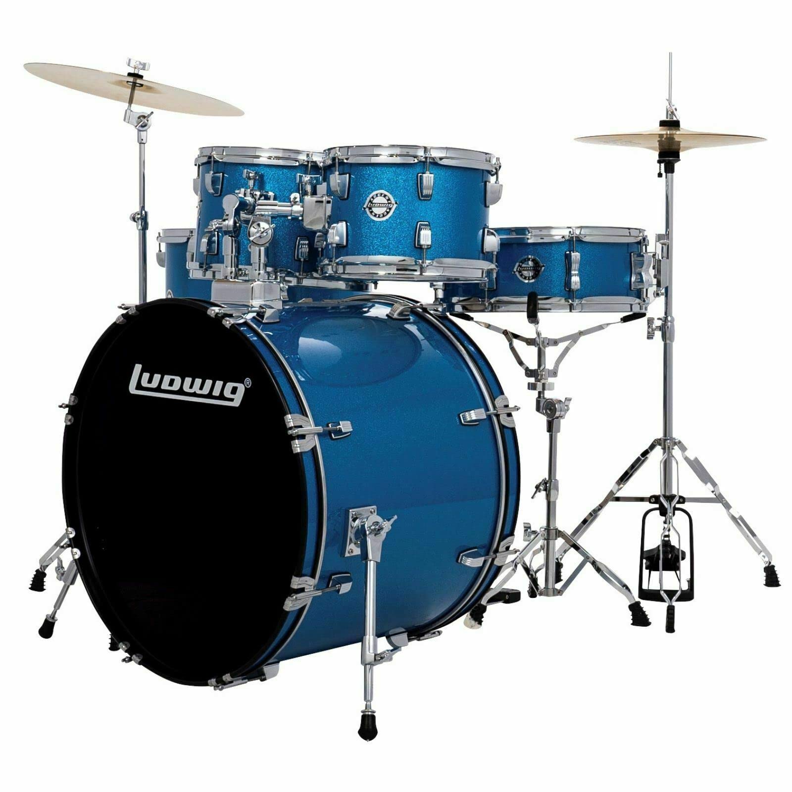 Ludwig Accent Drive Blue 5-Piece Drum Set (Includes Hardware, Throne, Pedal, Cymbals, Sticks and Drum Key)