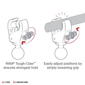 RAM MOUNTS RAP-400-202U Tough-Claw Trolling Motor Stabilizer with Medium Arm