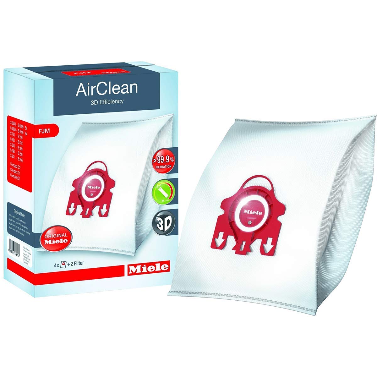 Miele Vacuum Cleaner Bags Type FJM Genuine (Air Clean) Replacement S241-S256i S290-S291 S300i-S399 S500-S578 S700-S758 S4000-S4999 S6000-S6999