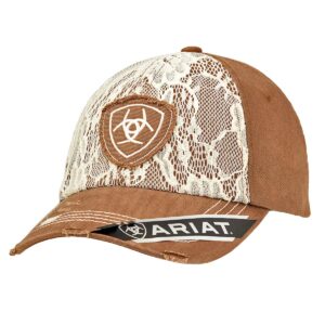 ariat women's lace front cap, brown, one size