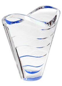 baccarat crystal wave vase blue 9 inches tall