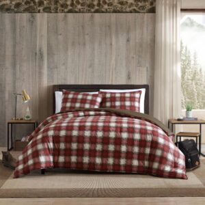 eddie bauer - king comforter set, reversible alt down bedding with matching shams, home decor for colder months (navigation red, king)