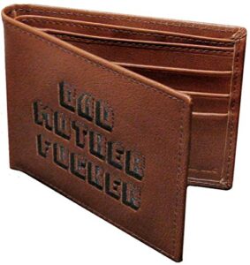 toynk pulp fiction bad mother f**ker embroidered brown leather wallet