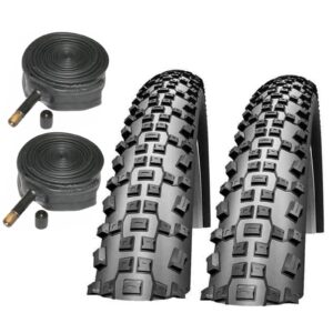 schwalbe rapid rob 26" x 2.10 mountain bike tyres with schrader inner tubes (pair)