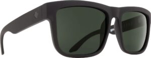 spy optic discord square sunglasses, soft matte black/happy gray green, 57 mm