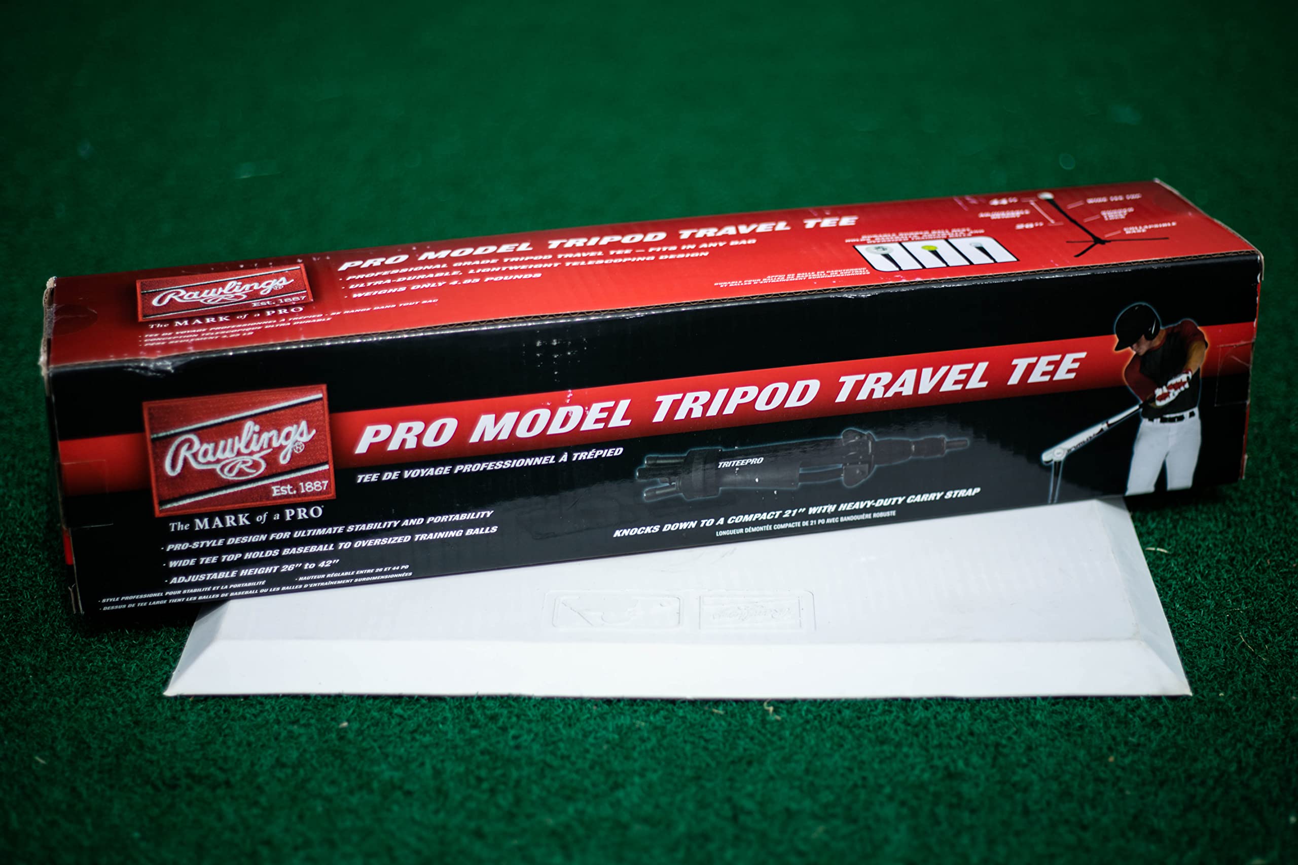 Rawlings | PRO MODEL TRIPOD TRAVEL Batting Tee | Collapsible | Adjustable Height 28"-44"