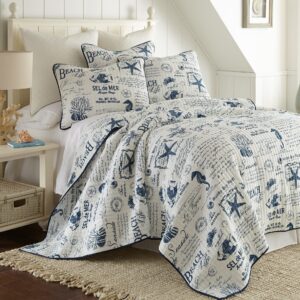 levtex home beach life king cotton quilt set navy coastal