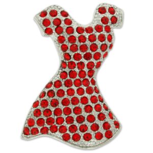 pinmart's red dress rhinestone american heart month brooch pin