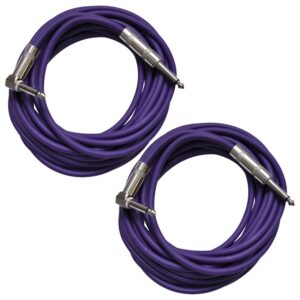 seismic audio sagc20r-purple-2pack purple 20-feet right angle to straight guitar cables, pair